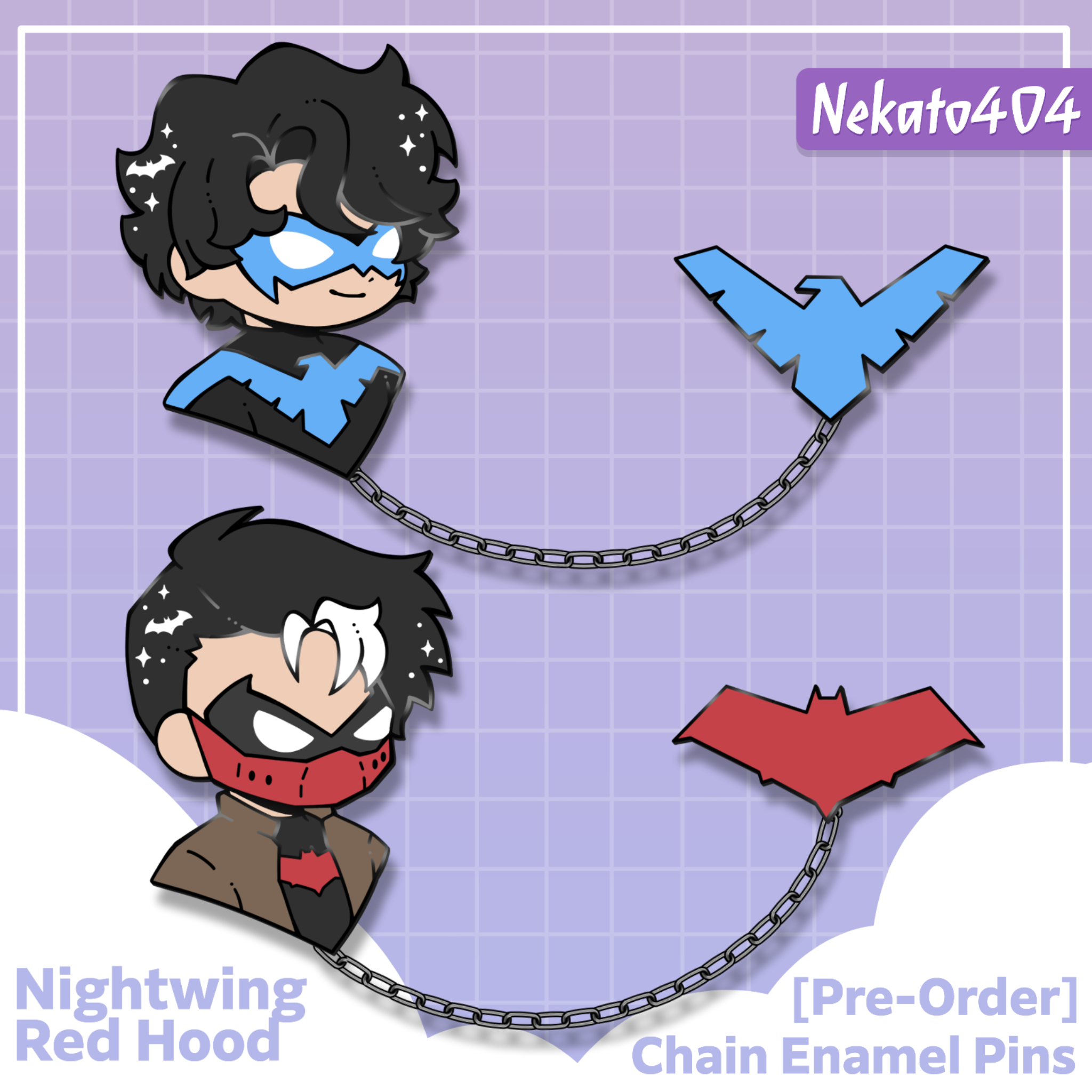 Nightwing & Red Hood Chain Enamel Pins – Nekato404